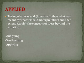 Levels Of Comprehension | PPTX