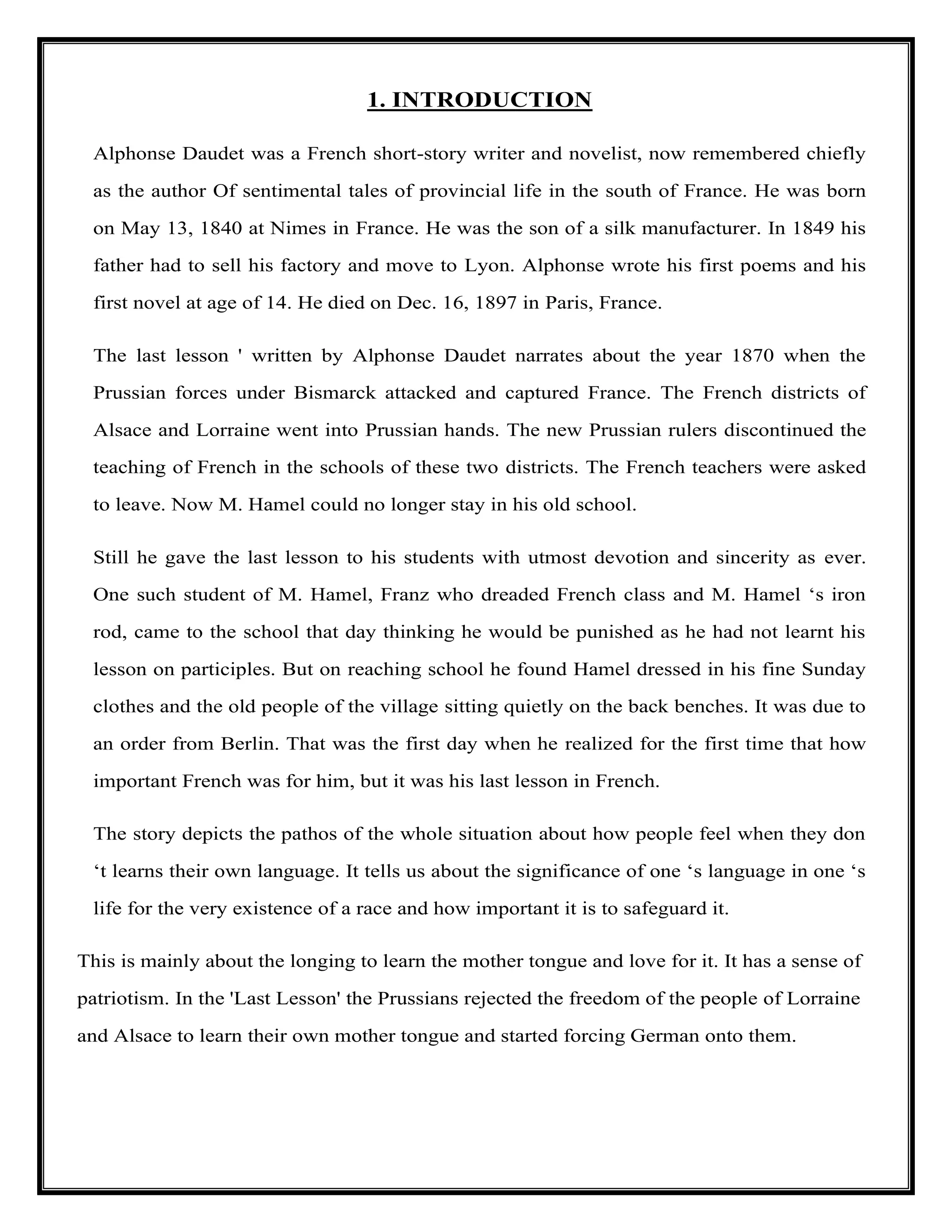 ENGLISH THE LAST LESSON usaeful lesson for | PDF