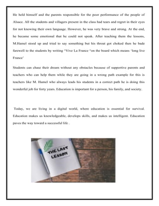 ENGLISH THE LAST LESSON usaeful lesson for | PDF