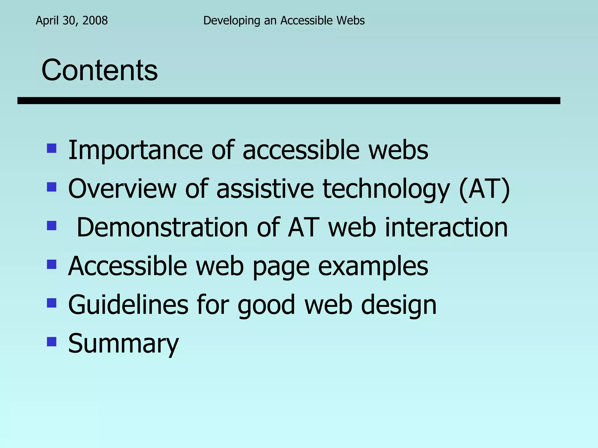 Developing an Accessible Web | PPT