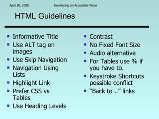 Developing an Accessible Web | PPT
