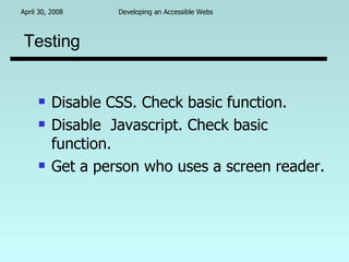 Developing an Accessible Web | PPT