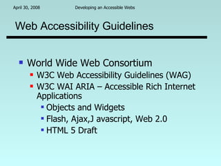 Developing an Accessible Web | PPT