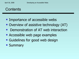 Developing an Accessible Web | PPT