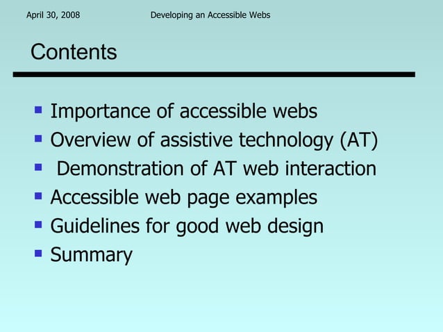 Developing an Accessible Web | PPT
