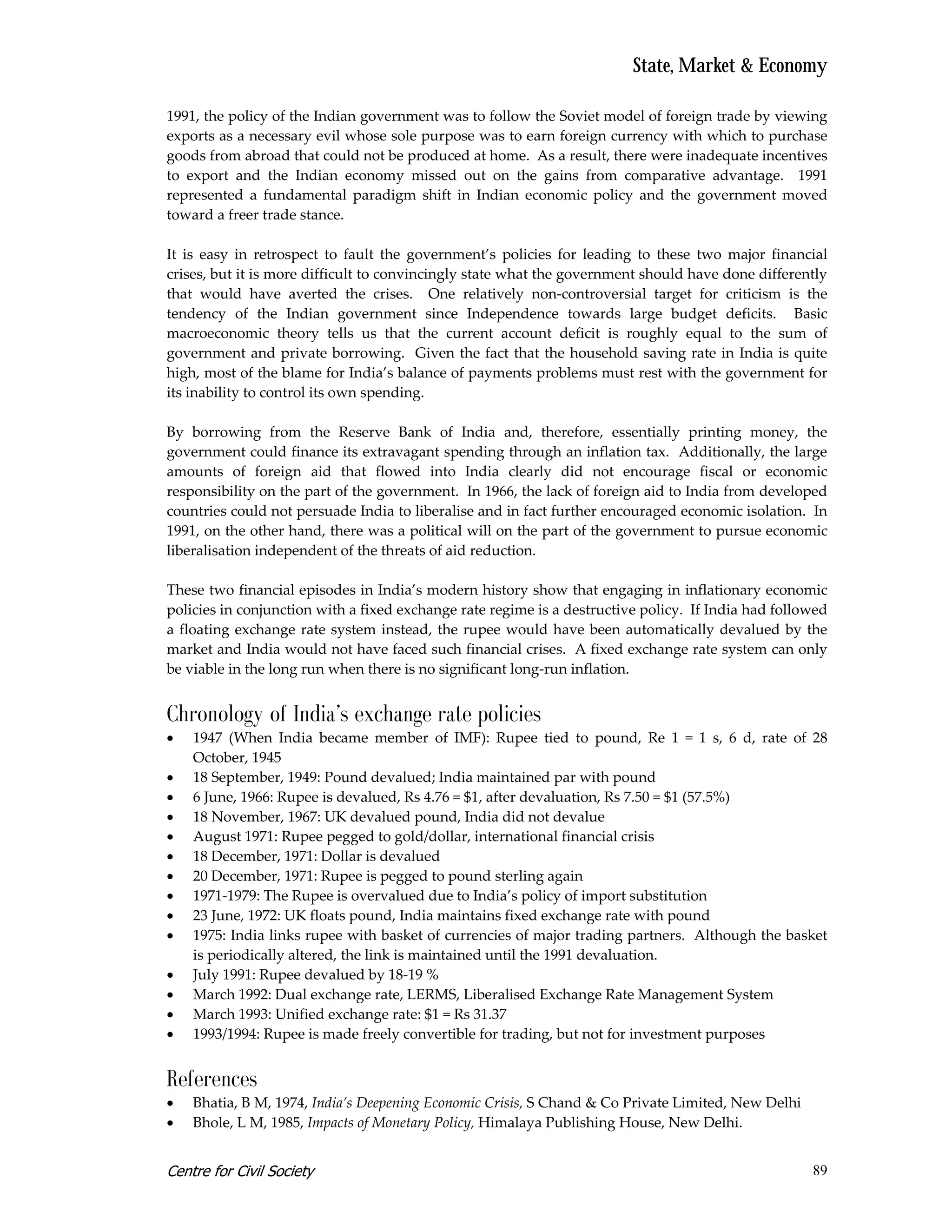 Devaluation Of Rupee 1966 And 1991 | PDF