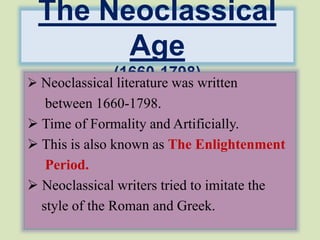 characteristics of Neoclassiclal Age | PPT