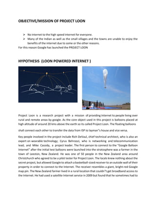 Project Report on Google's Internet Balloon - Project Loon | PDF