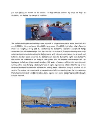 Project Report on Google's Internet Balloon - Project Loon | PDF