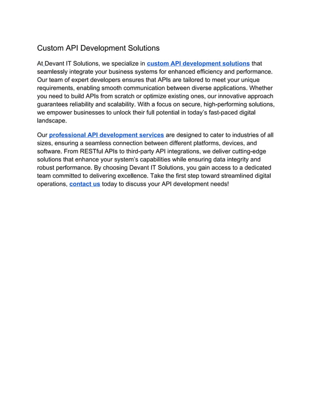 Custom API Development Solutions . | PDF | Free Download