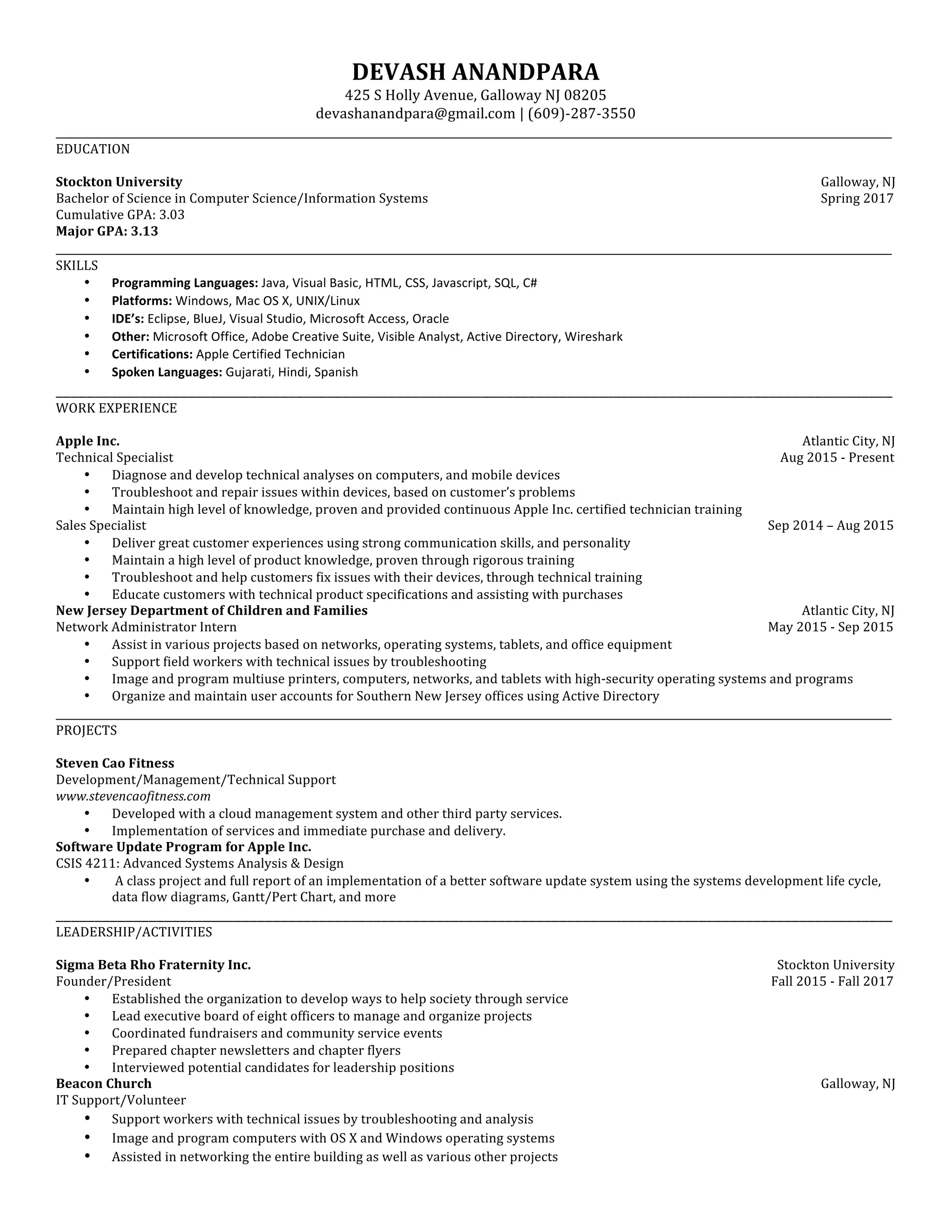 Devash Anandpara's Resume | PDF