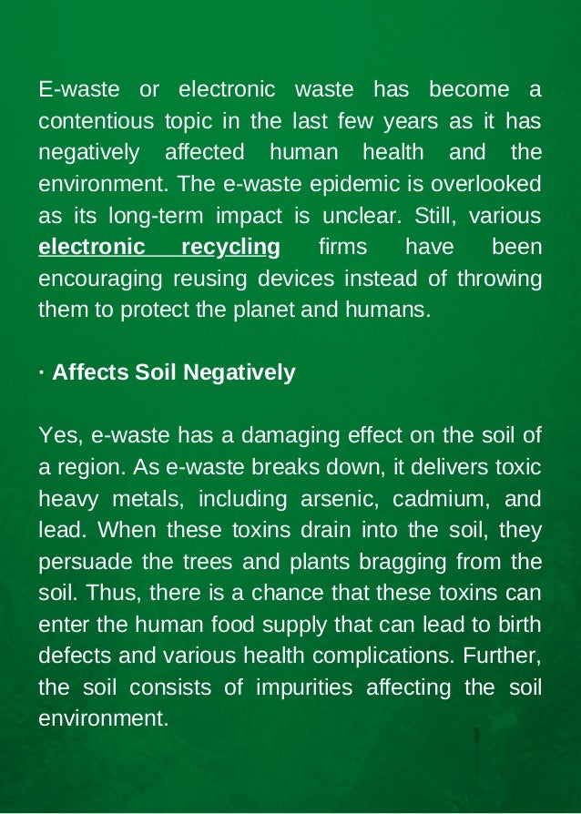 Devastating Effects of Electronic Waste on the Environment | PDF