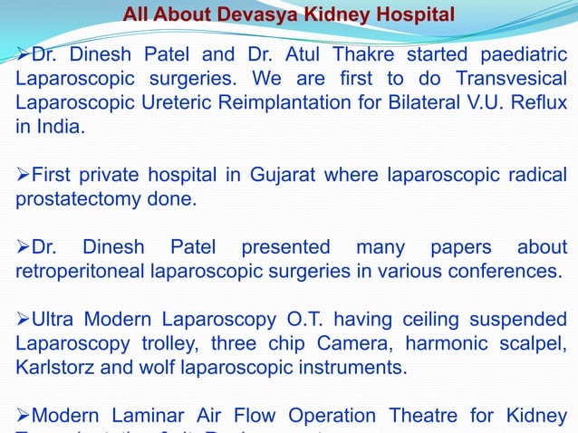 Kidney Hospitals in India – Laparoscopic Surgery, Lithotripsy Centre, Dialysis Centre | PPTX