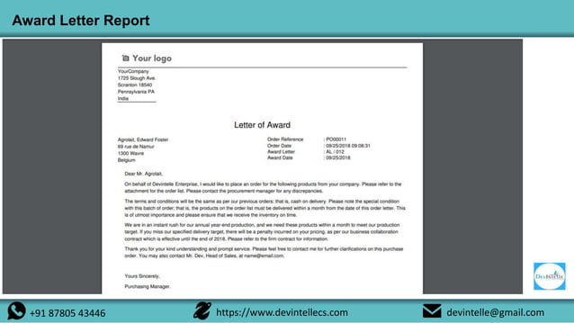 PURCHASE AWARD LETTER | PPTX