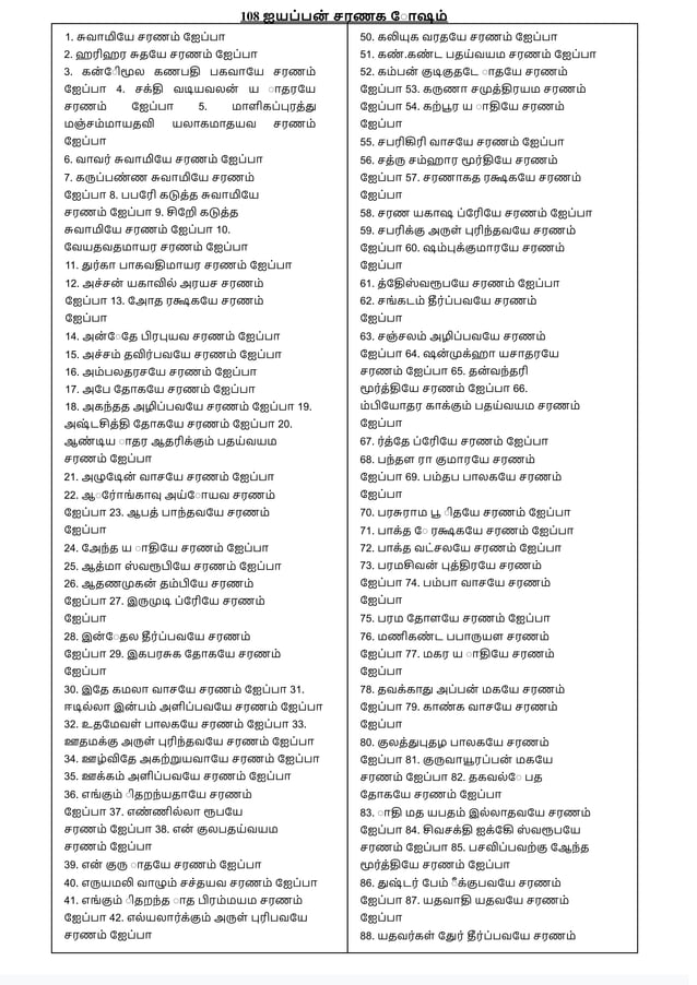 Ayyappan 108 Saranam In Tamil By DevBhakti.org