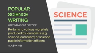 Science Writing vs. other Forms of Writing | PDF