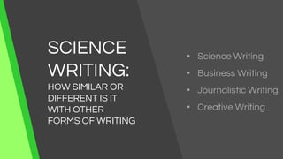 Science Writing vs. other Forms of Writing | PDF
