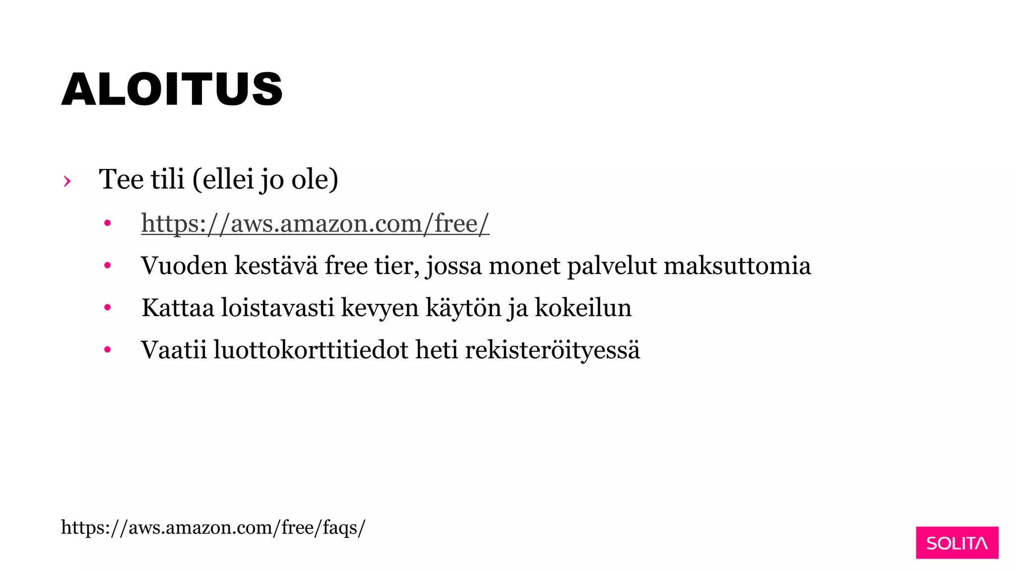 Solita /dev/cloud kickstart | PPTX