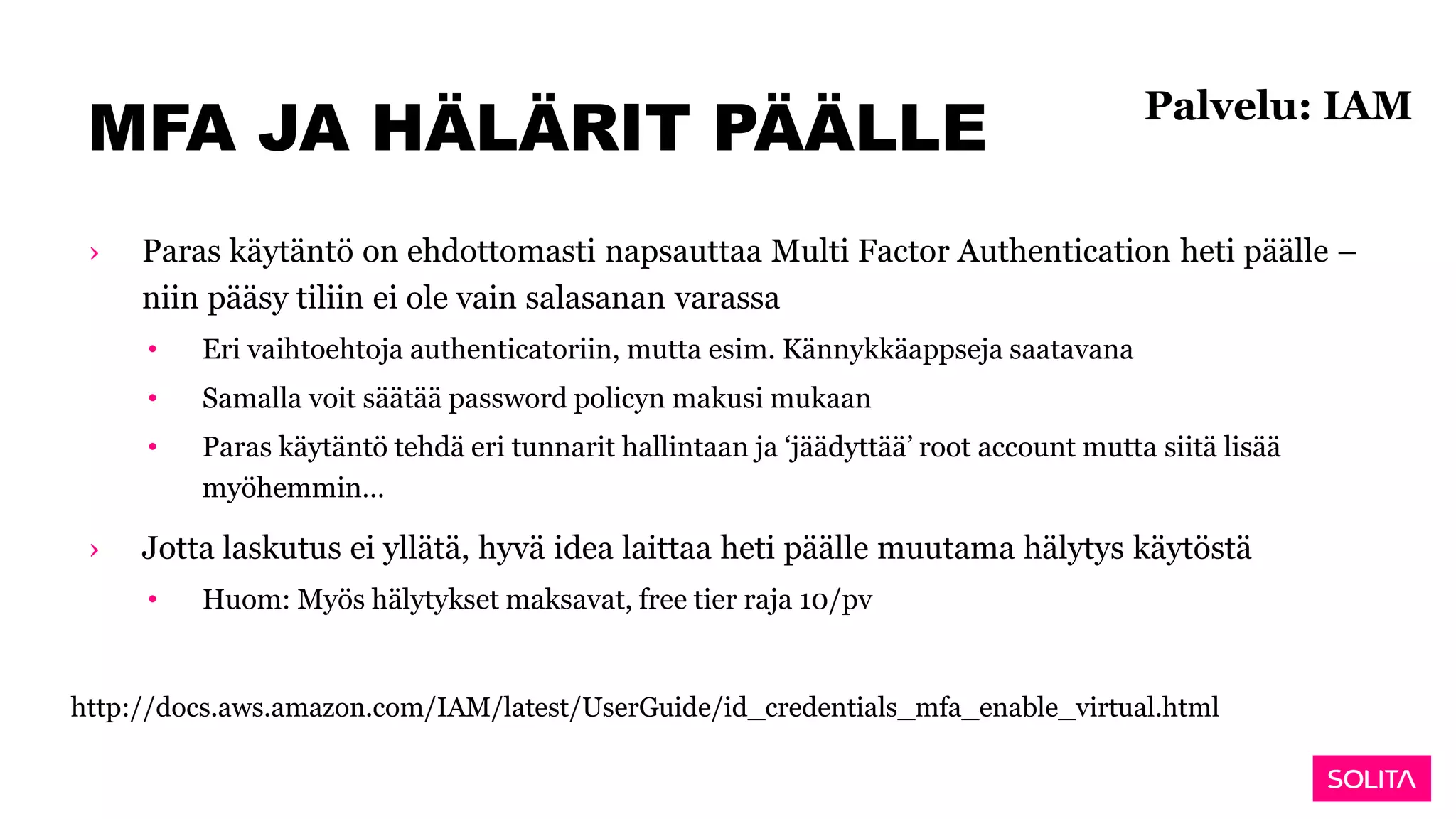 Solita /dev/cloud kickstart | PPTX