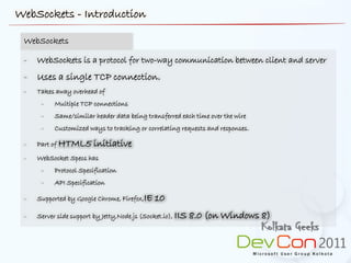 Dev con kolkata 2012 websockets | PPT