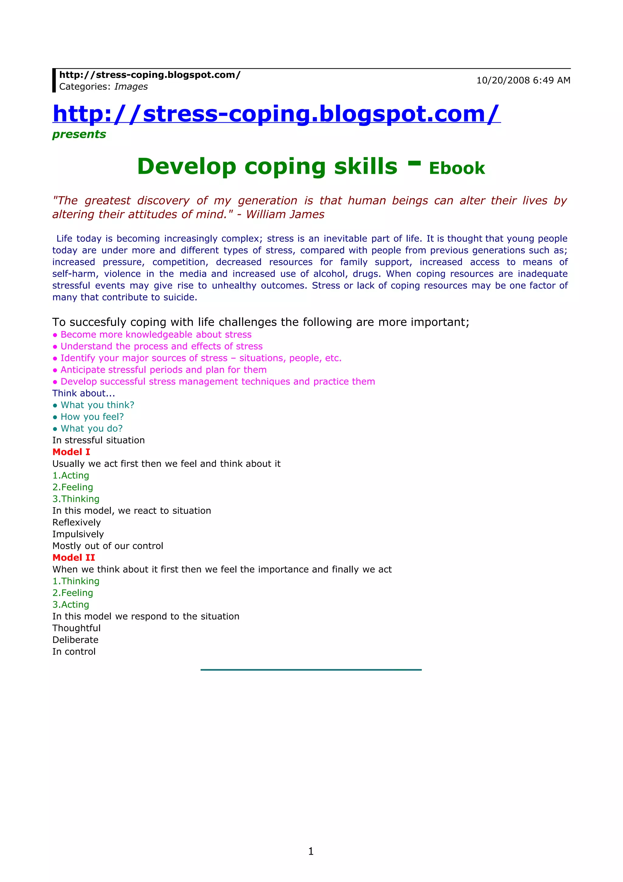 Develop Coping Skills Ebook 1 | PDF