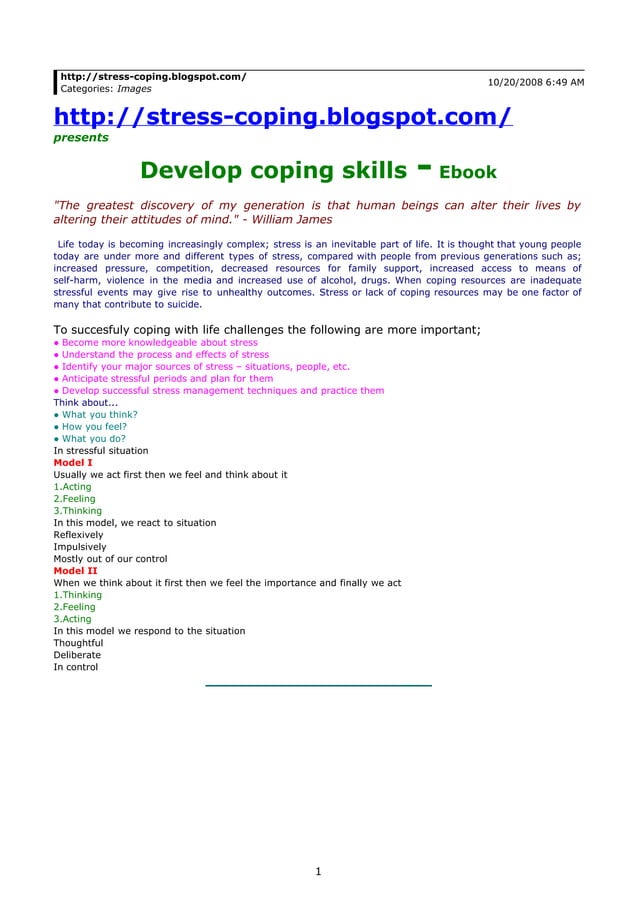 Develop Coping Skills Ebook 1 | PDF