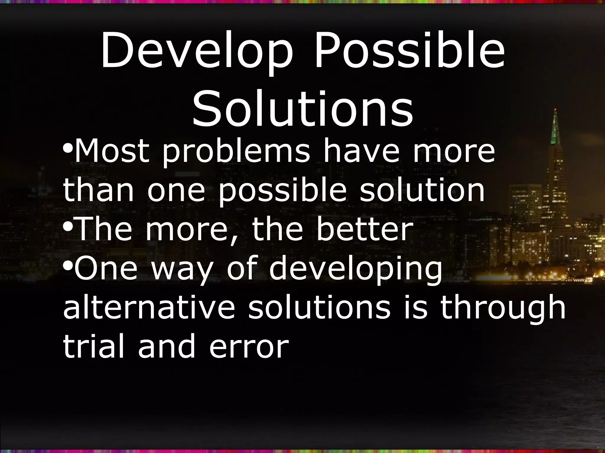 Develop Possible Solutions | PPT
