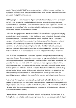 Organised Health Technologies Announced as Winners | PDF