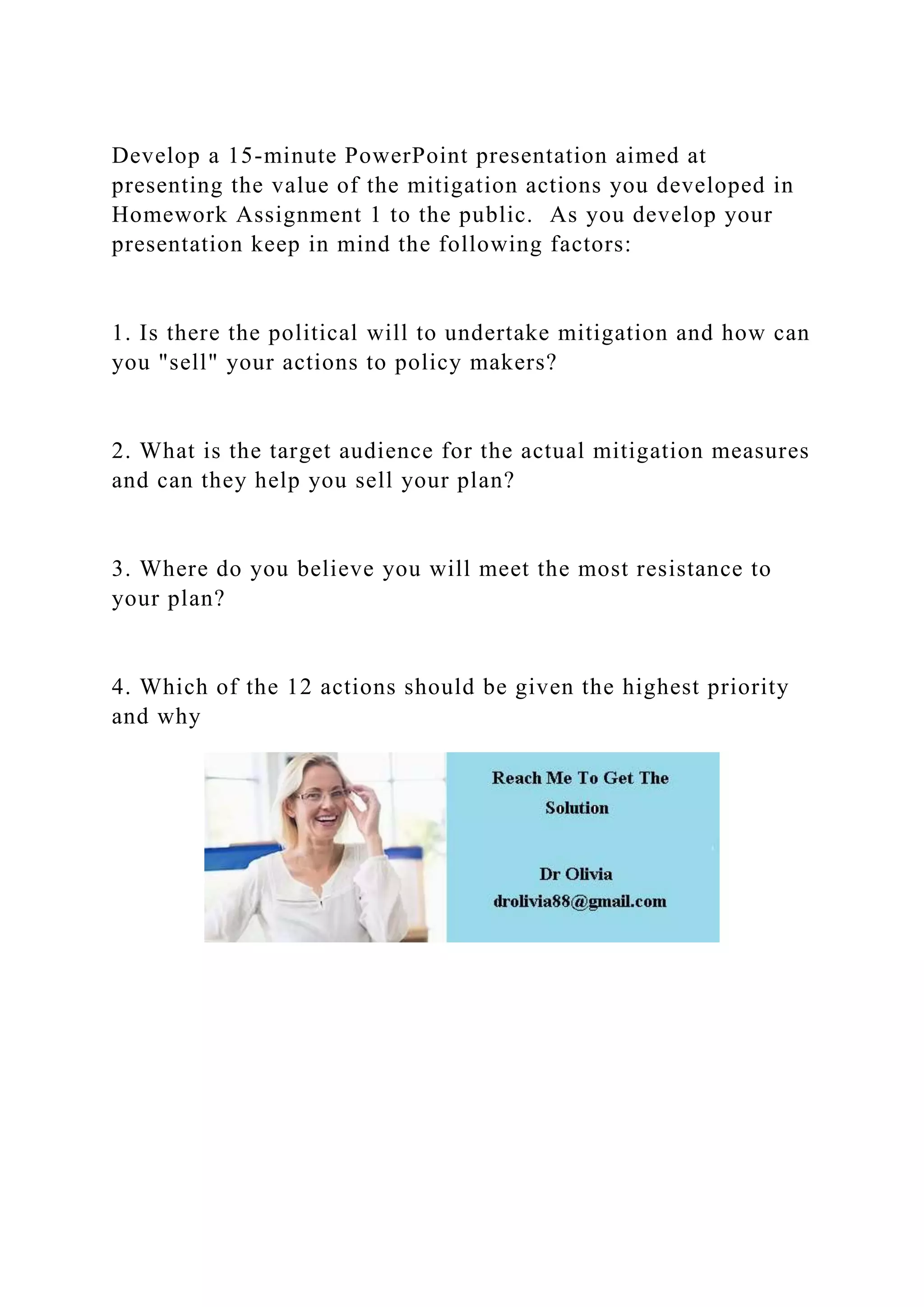 Develop a 15-minute PowerPoint presentation aimed at presenting the | DOCX