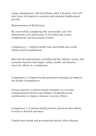 Develop a disaster recovery plan to lessen health disparities an.docx