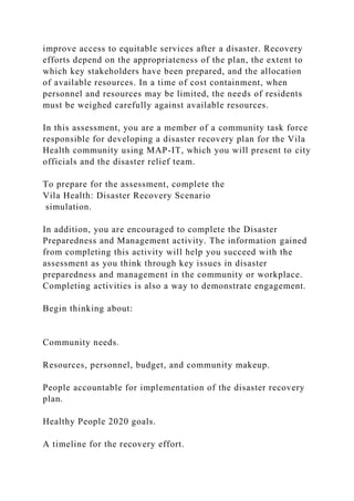 Develop a disaster recovery plan to lessen health disparities an.docx
