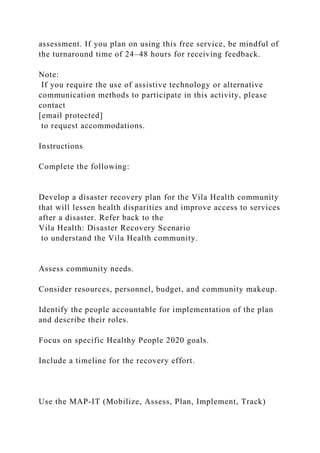 Develop a disaster recovery plan to lessen health disparities an.docx
