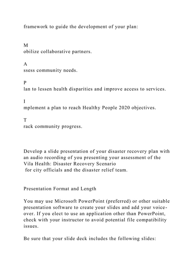 Develop a disaster recovery plan to lessen health disparities an.docx