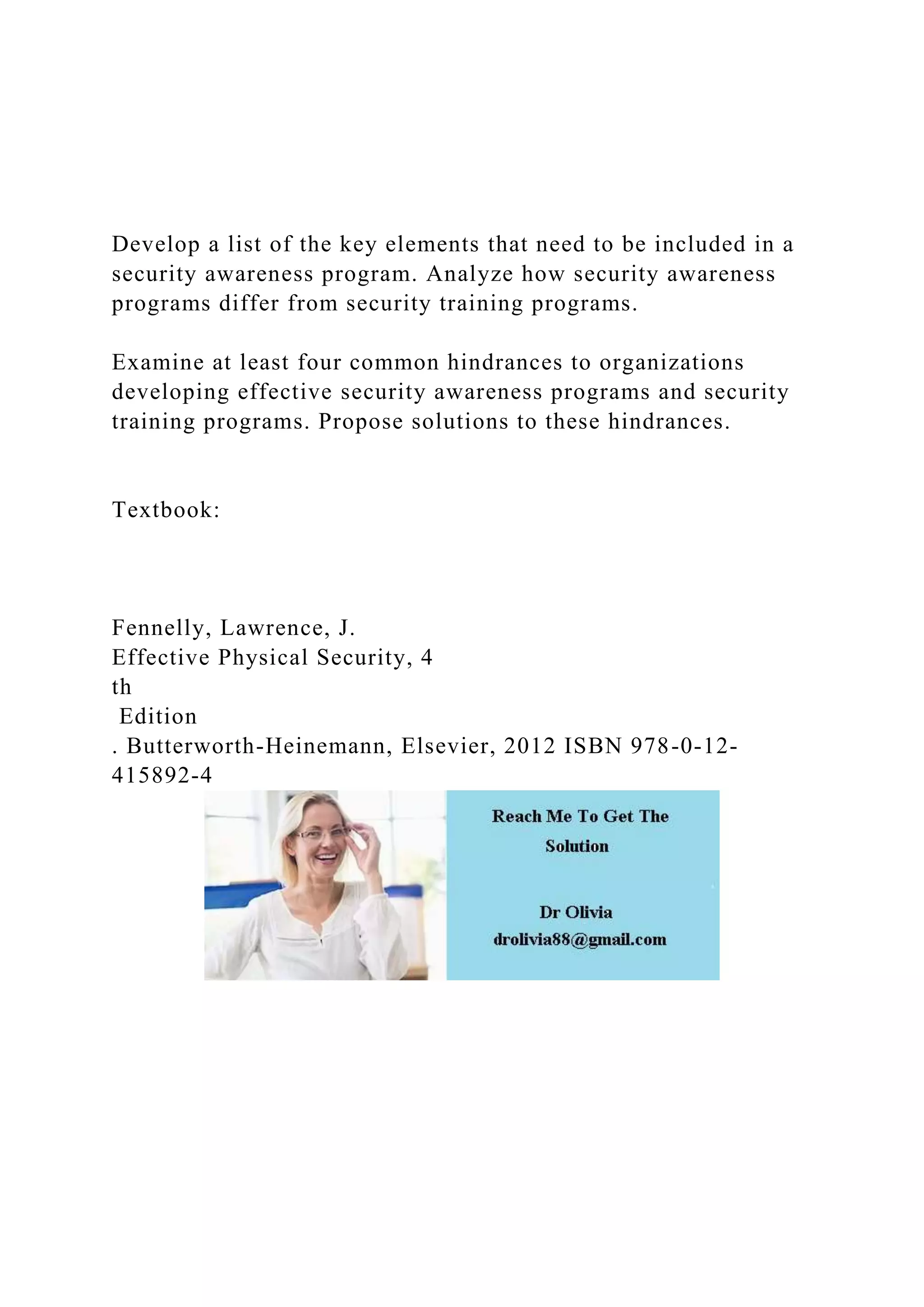 Develop a list of the key elements that need to be included in.docx