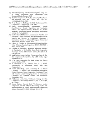 Develop and design hybrid genetic algorithms with multiple objectives in data compression | PDF