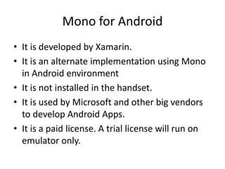 Develop android application with mono for android | PPTX