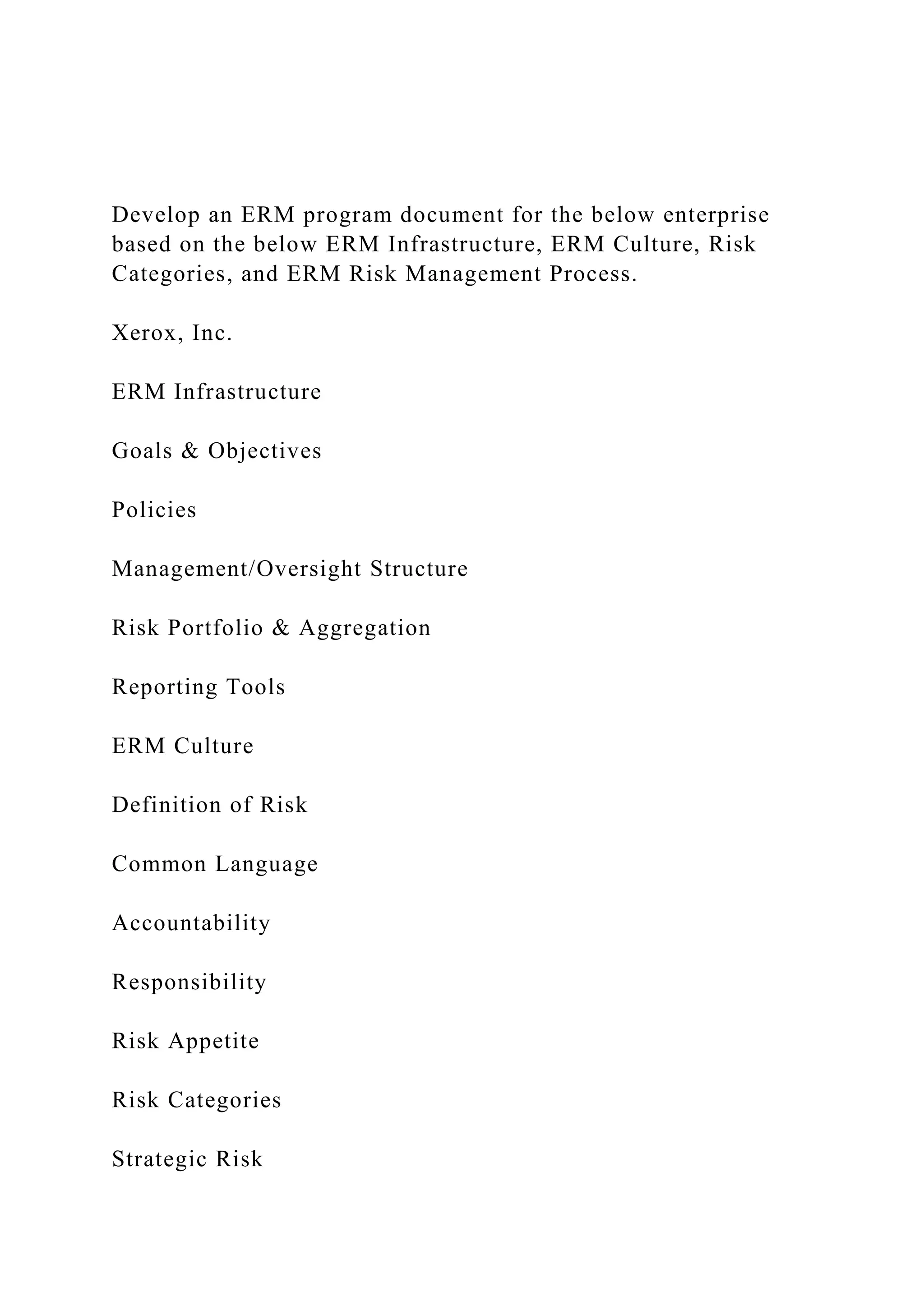 Develop an ERM program document for the below enterprise based o.docx