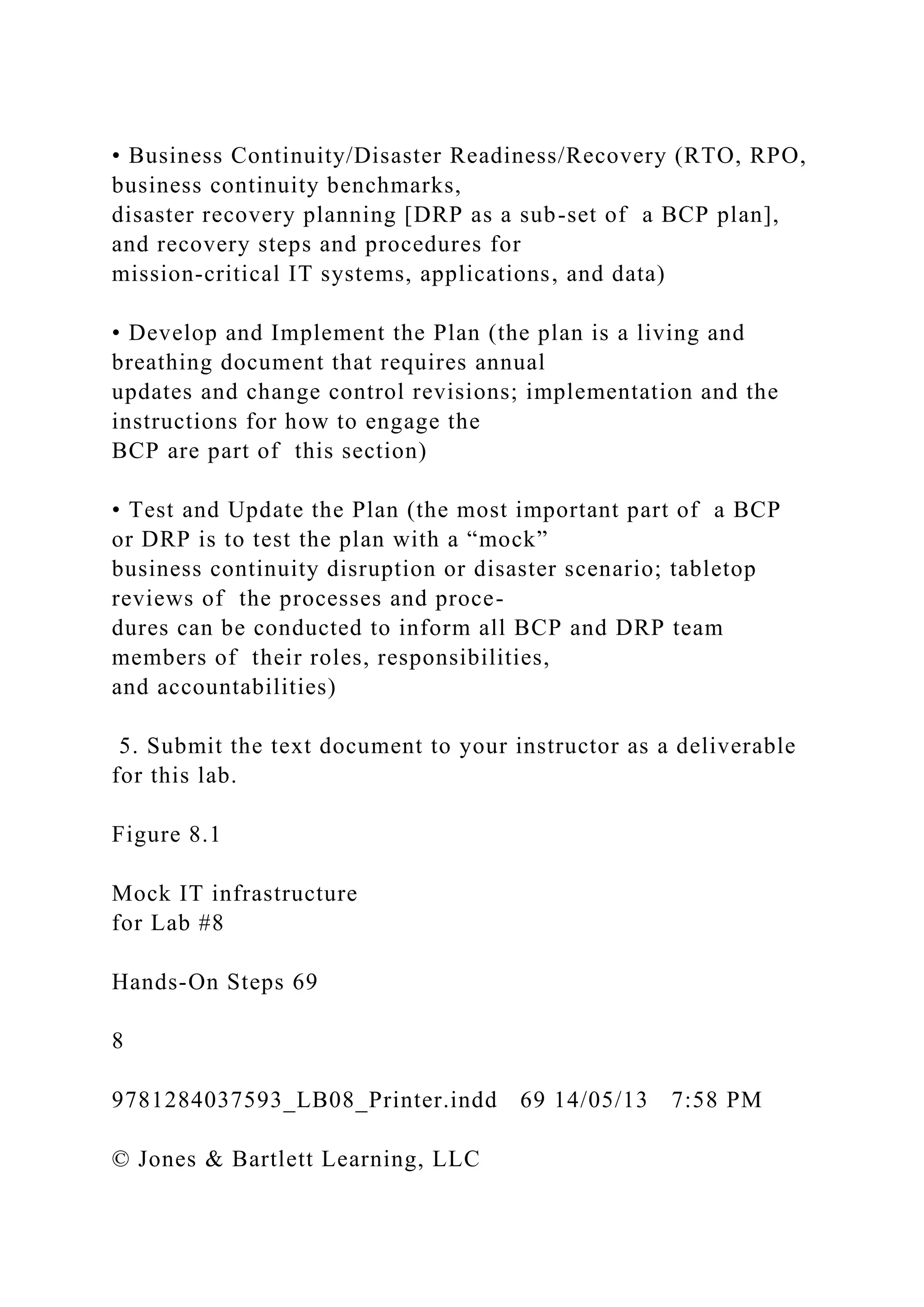 Develop an Outline for a Business Continuity Plan for an IT .docx