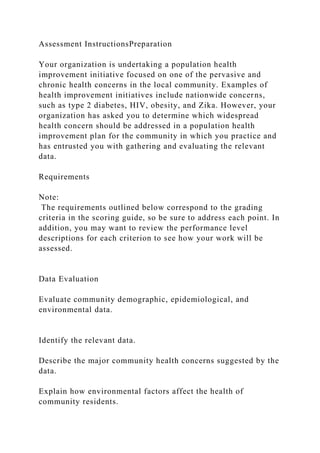 Develop a population health improvement plan, based on your evalua.docx