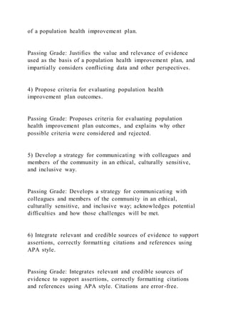 Develop a population health improvement plan, based on your evaluati | DOCX