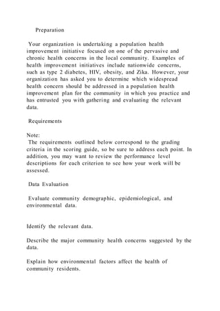 Develop a population health improvement plan, based on your evaluati | DOCX