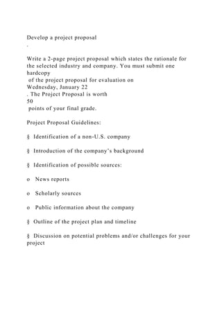 Develop a project proposal. Write a 2-page project proposal wh.docx