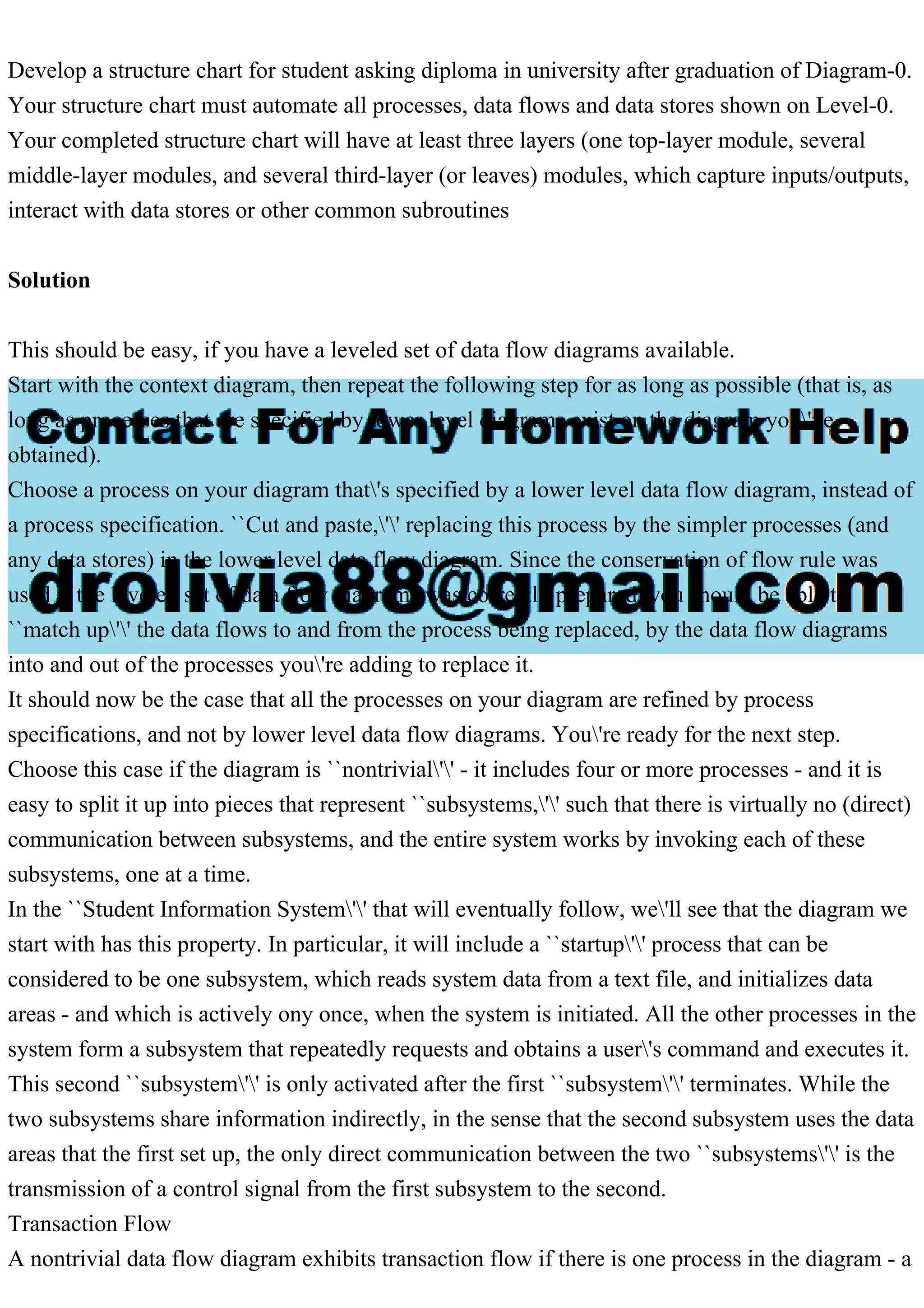 Develop a structure chart for student asking diploma in university a ...