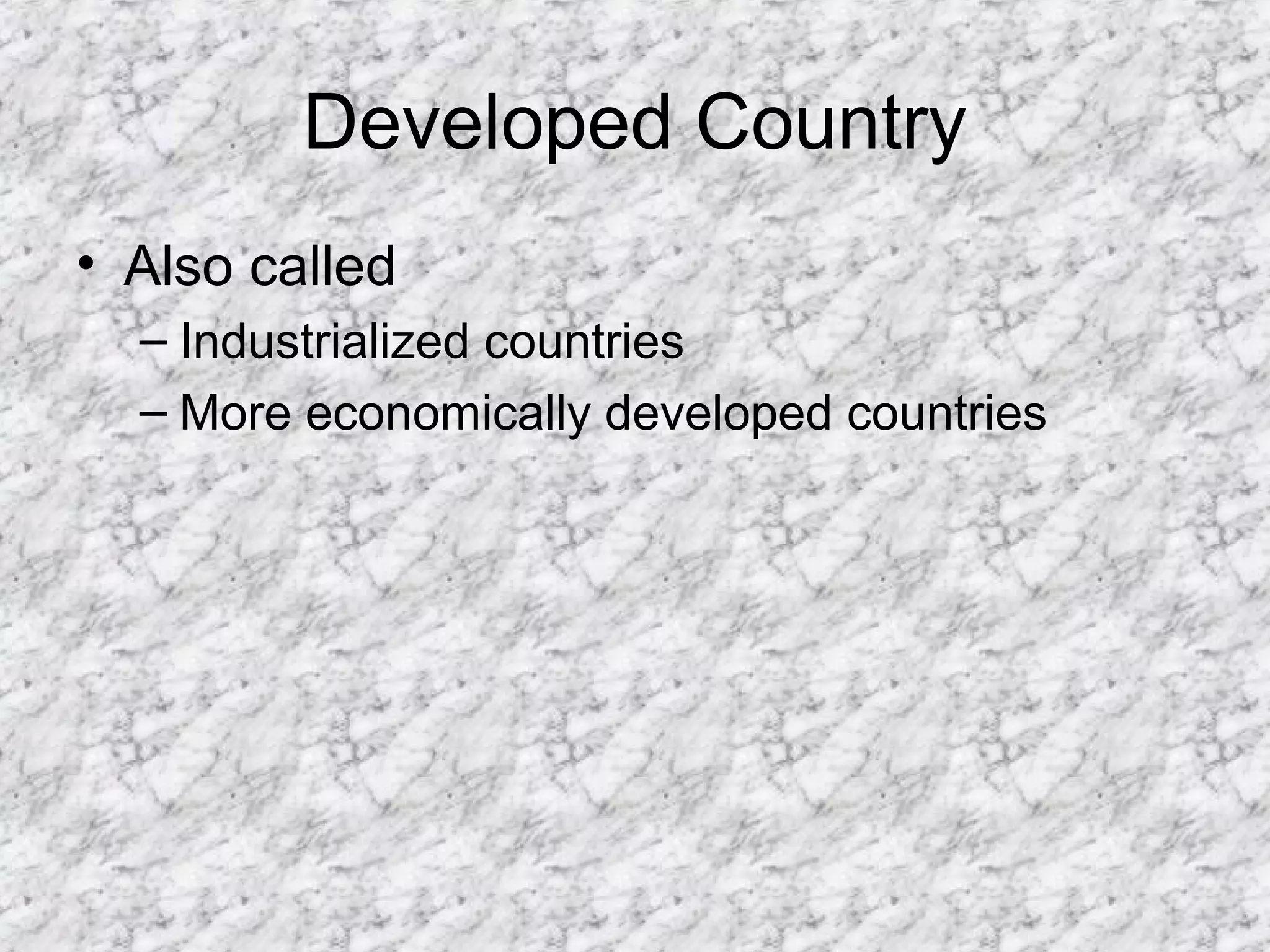 Developed vs Developing Countries | PPT
