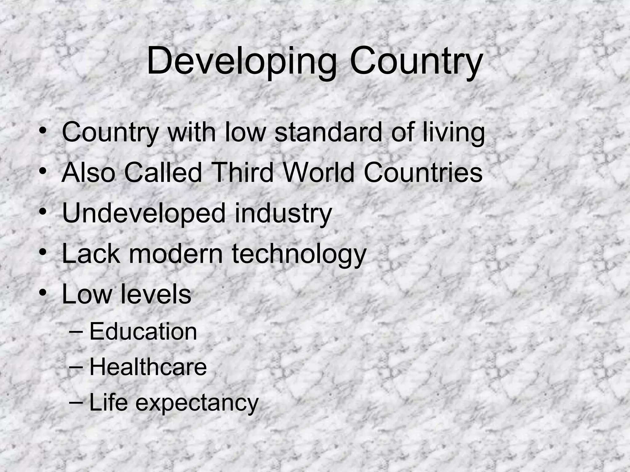 Developed vs Developing Countries | PPT