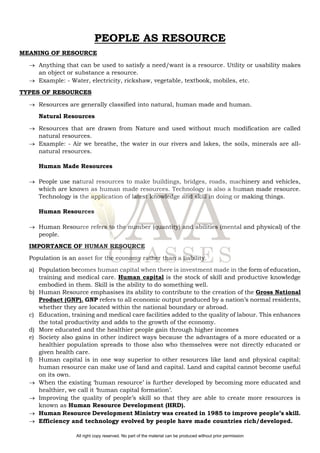 PEOPLE AS A RESOURCE CLASS 9 FREE STUDY MATERIAL PDF | PDF