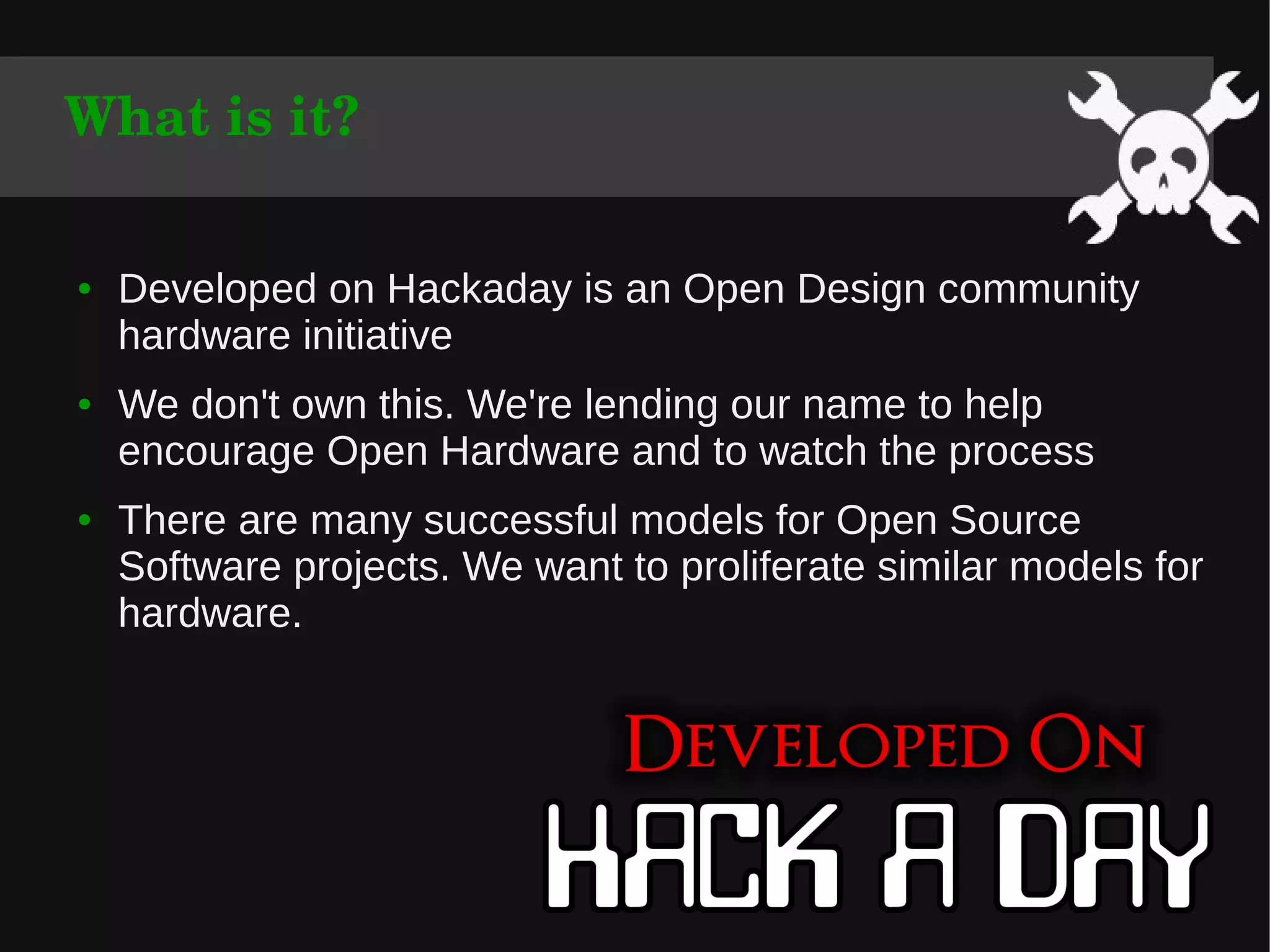 Developed on Hackaday: Designing Hardware as a Community | PPT