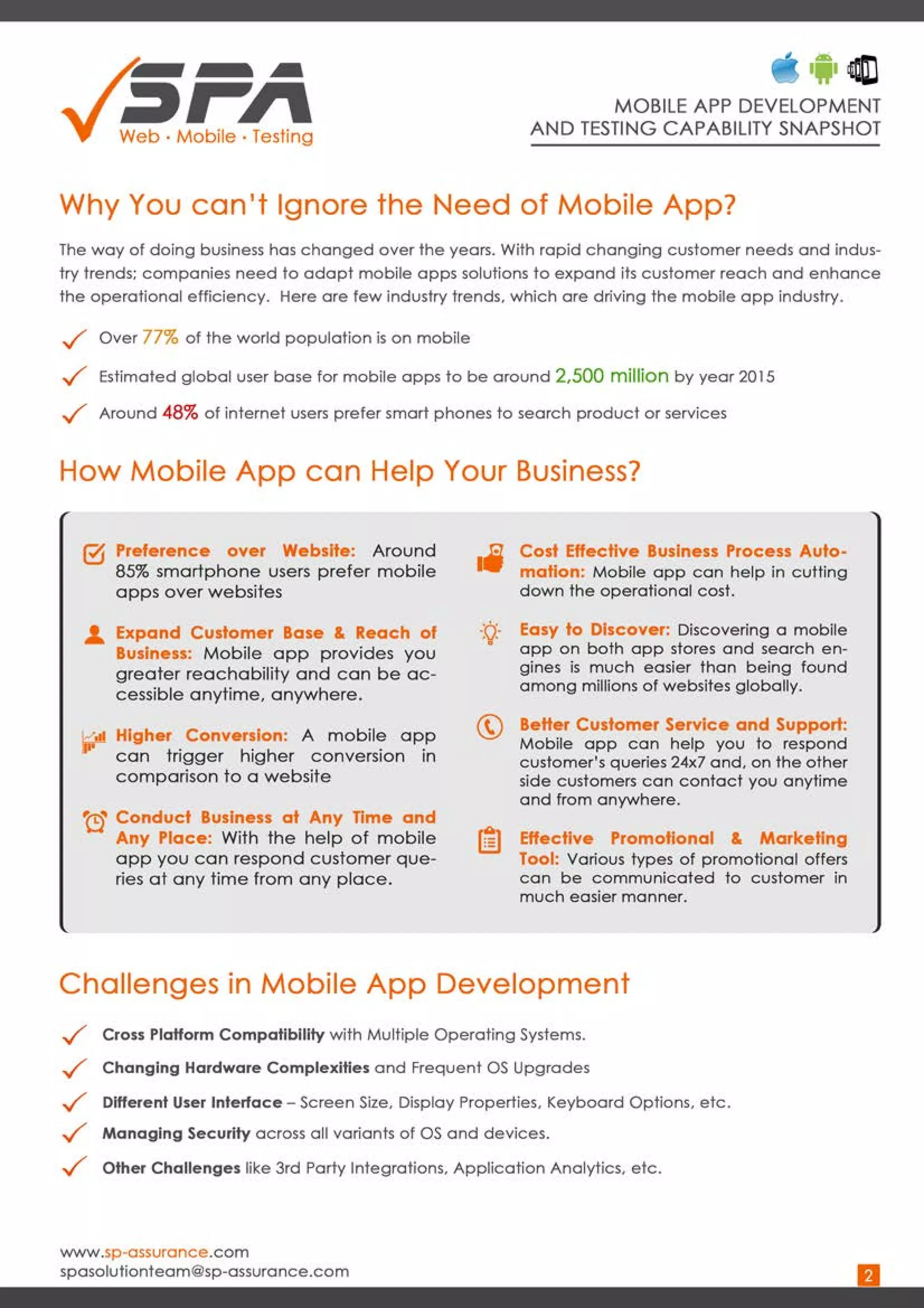 Mobile App Developement and Testing Strategy Brochure | PDF