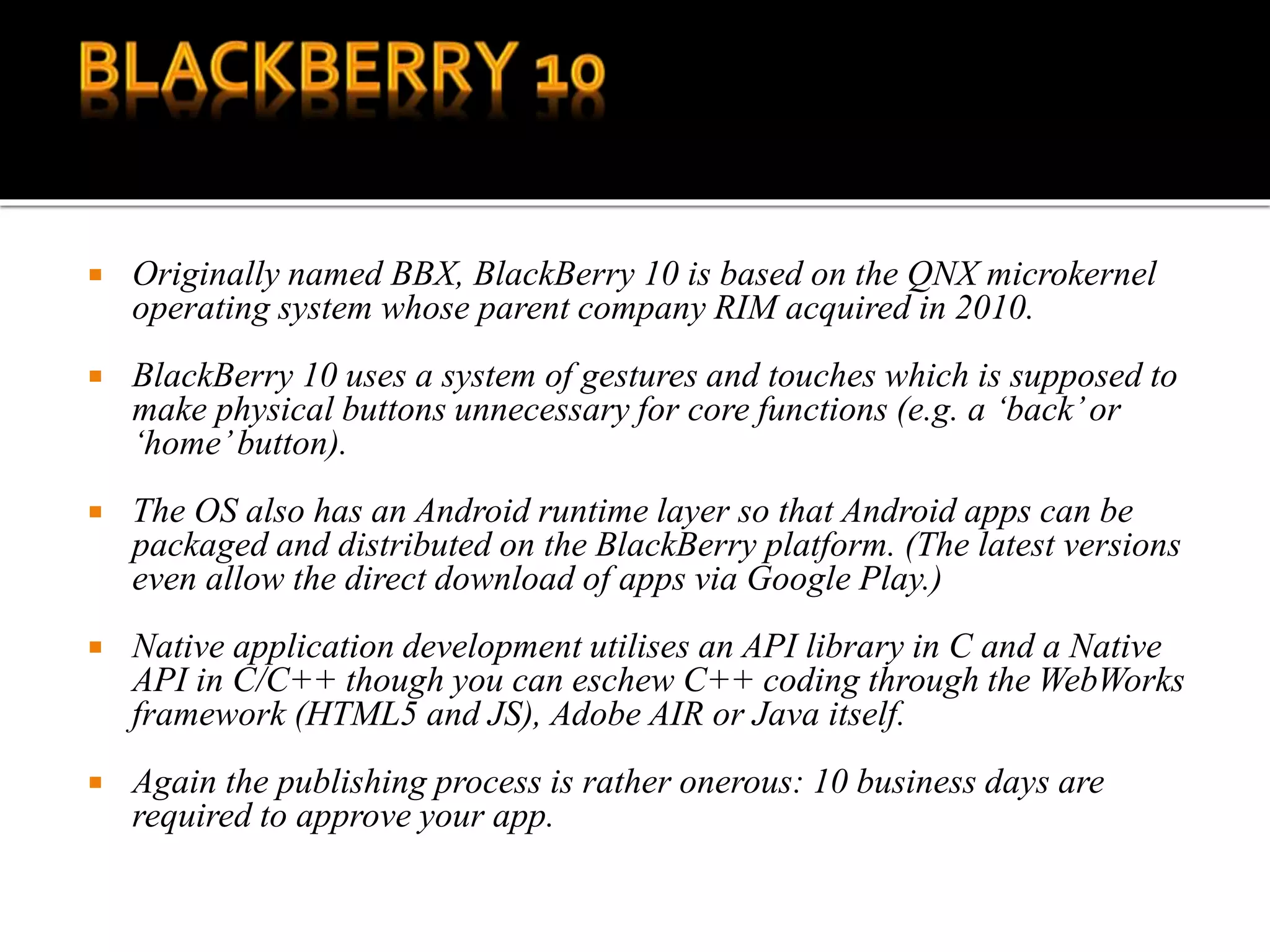 Development Of Mobile Application Ppt Pptx Operating Systems