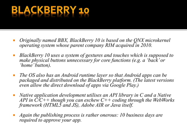 Development Of Mobile Application Ppt Pptx Operating Systems